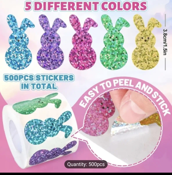 None | Design | 50 Of Roll Colorful Bunny Stickers Roll | Poshmark